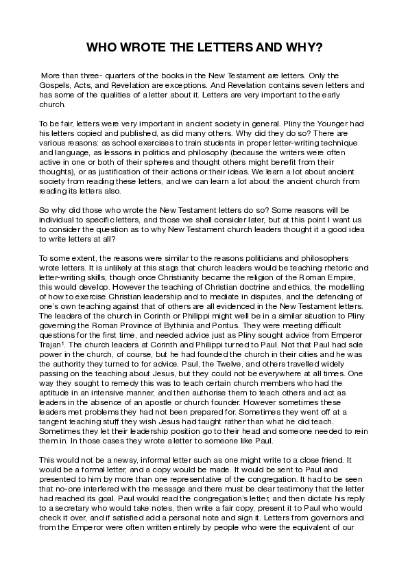 (PDF) Who wrote the letters and why