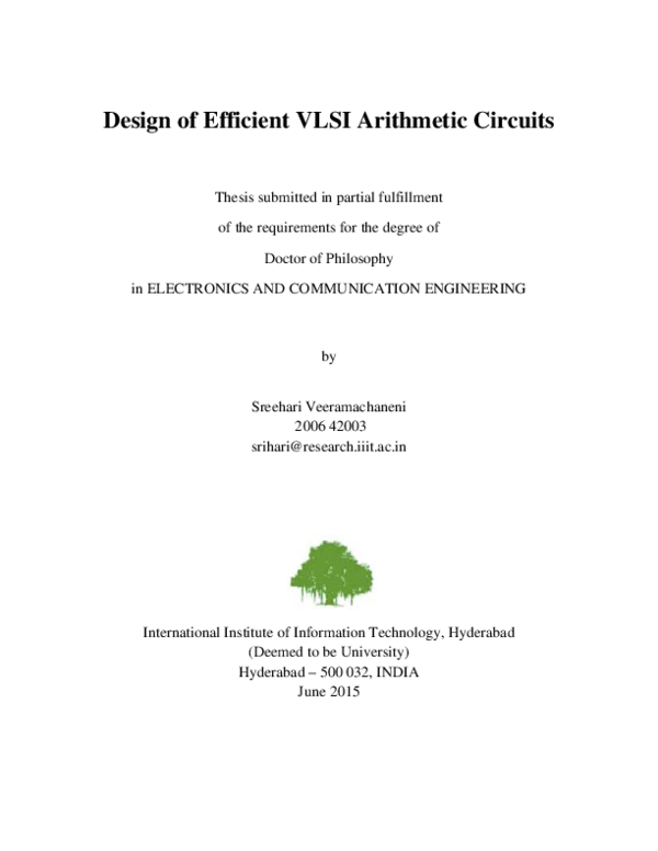 Pdf Design Of Efficient Vlsi Arithmetic Circuits