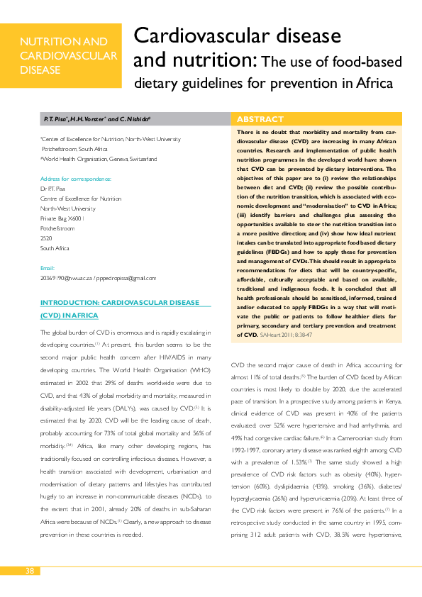 (PDF) Nutrition-Based Strategies for CVD Prevention in Africa