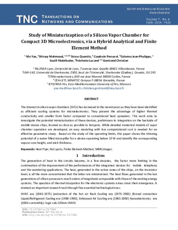 (PDF) Study of Miniaturization of a Silicon Vapor Chamber for Compact ...