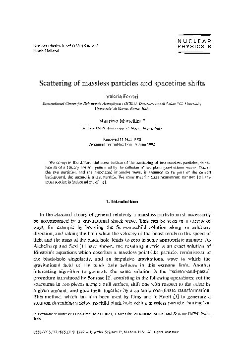 (PDF) Scattering of massless particles and spacetime shifts