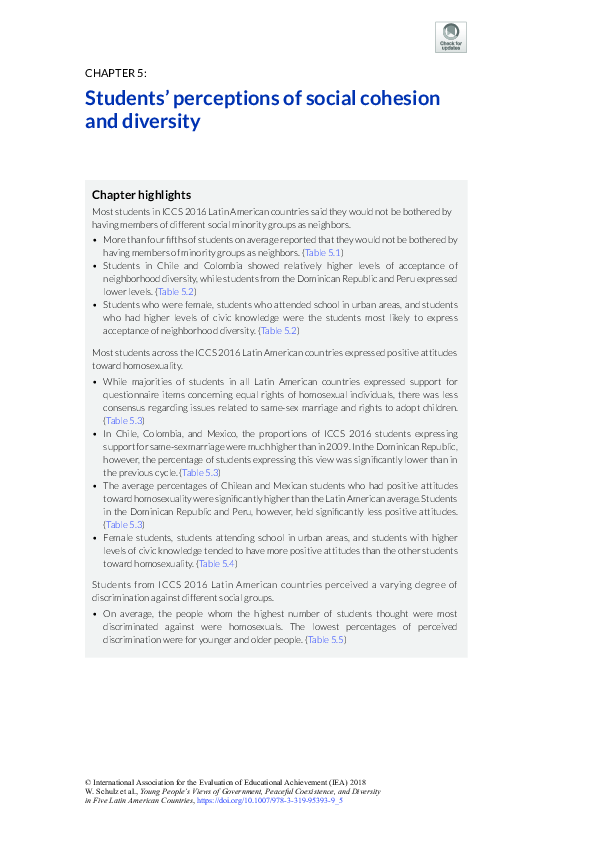 (PDF) Social Cohesion and Diversity Among Students