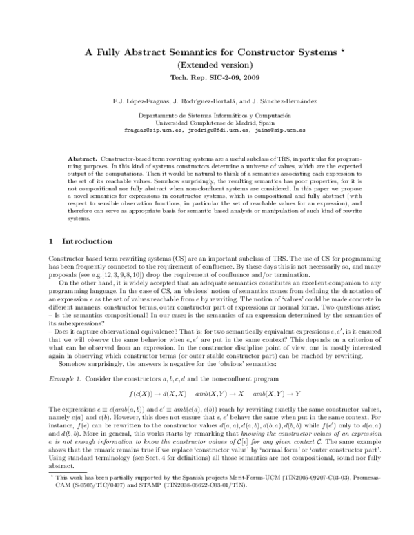 (PDF) A Fully Abstract Semantics for Constructor Systems
