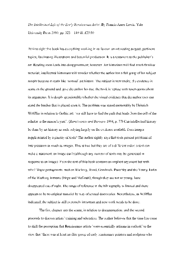 (PDF) The Intellectual Life of the Early Renaissance Artist