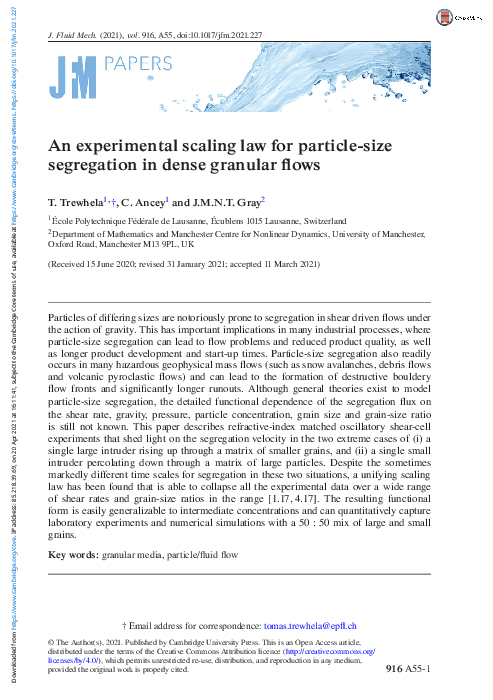 (PDF) An experimental scaling law for particle-size segregation in dense granular flows