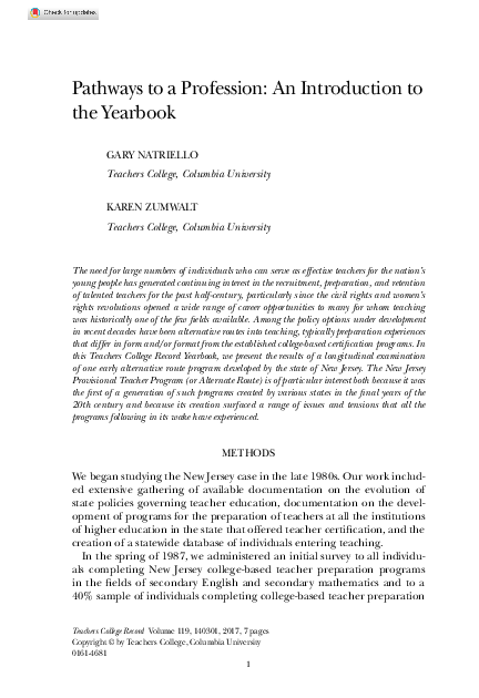 (PDF) Pathways to a Profession: An Introduction to the Yearbook