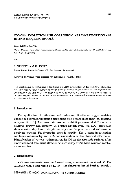 (PDF) Oxygen evolution and corrosion: XPS investigation on Ru and RuO2 ...