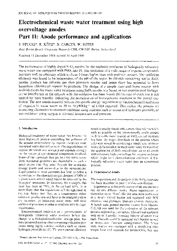 (PDF) Electrochemical waste water treatment using high overvoltage ...