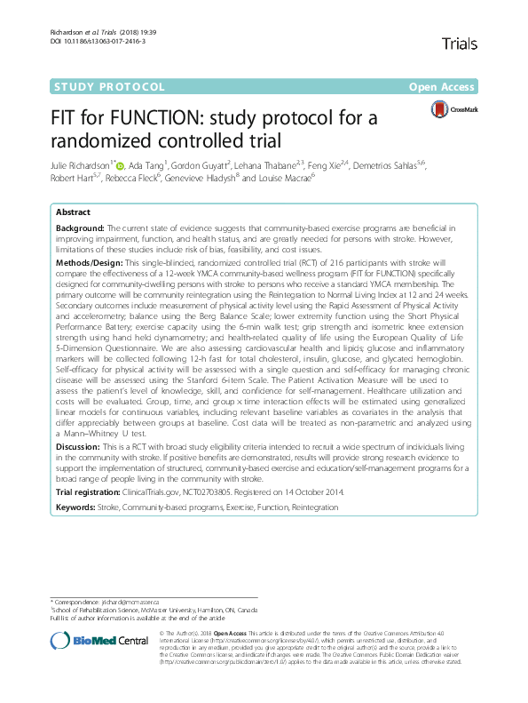 (PDF) FIT for FUNCTION: study protocol for a randomized controlled trial