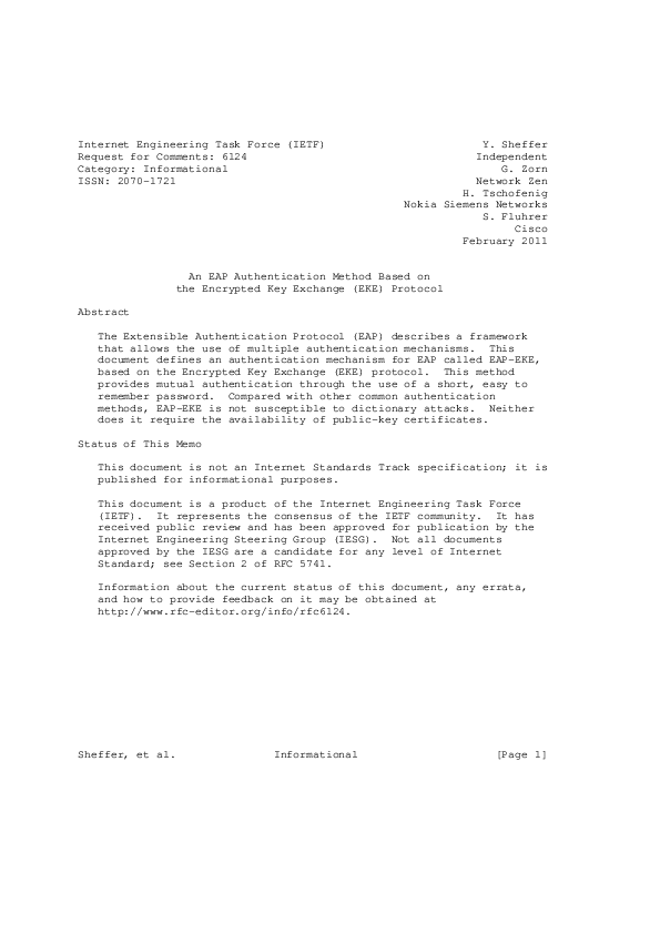 (PDF) An EAP Authentication Method Based on the Encrypted Key Exchange (EKE) Protocol