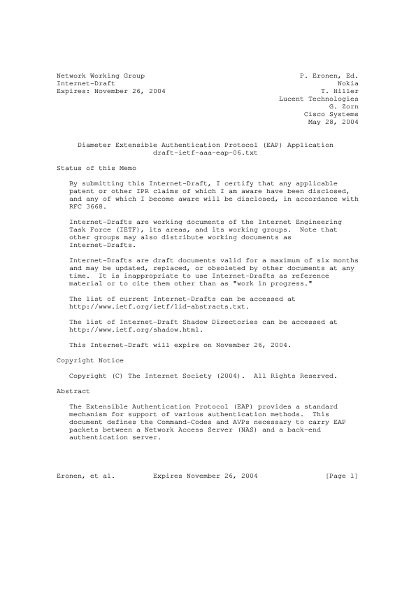 Pdf Diameter Extensible Authentication Protocol Eap Application