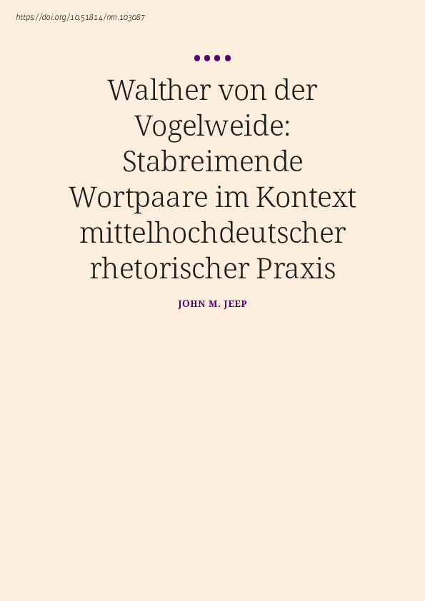 (PDF) Walther von der Vogelweide