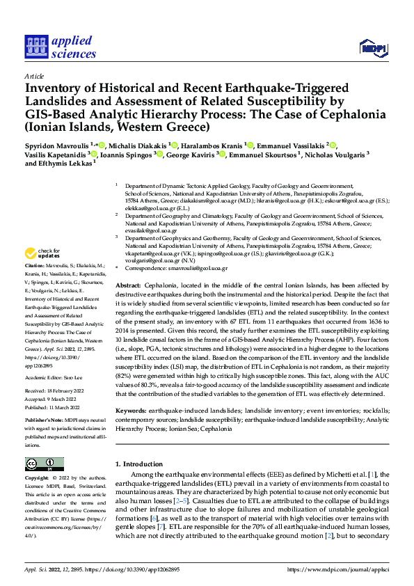 (PDF) Inventory of Historical and Recent Earthquake-Triggered Landslides and Assessment of ...