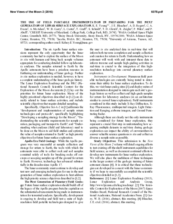 (PDF) The Use of Field Portable Instrumentation in Preparing for the ...