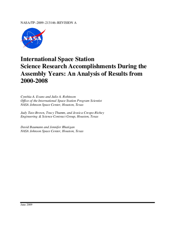 (PDF) International Space Station Science Research Accomplishments ...