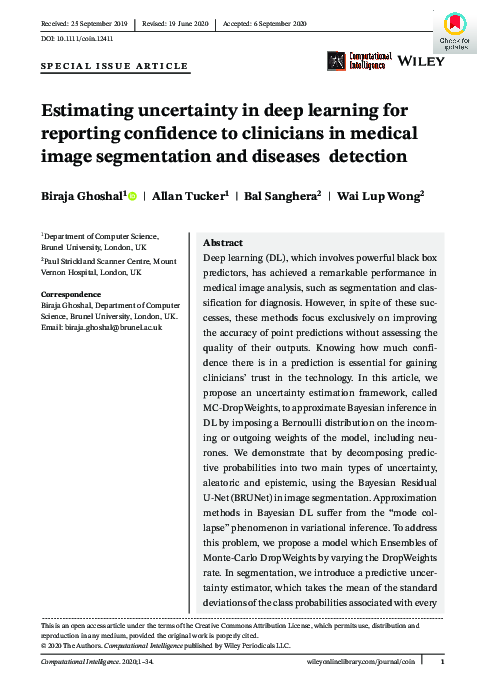 (PDF) Estimating uncertainty in deep learning for reporting confidence to clinicians in medical ...