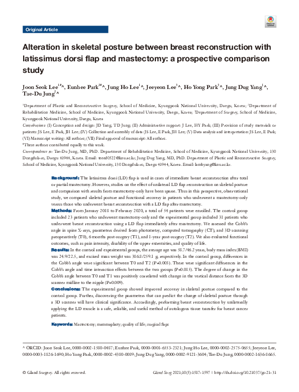 (PDF) Alteration in skeletal posture between breast reconstruction with ...