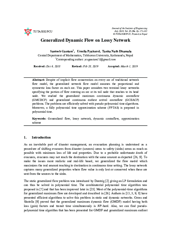(PDF) Generalized Dynamic Flow on Lossy Network