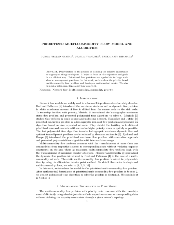 Pdf Prioritized Multi Commodity Flow Model And Algorithm