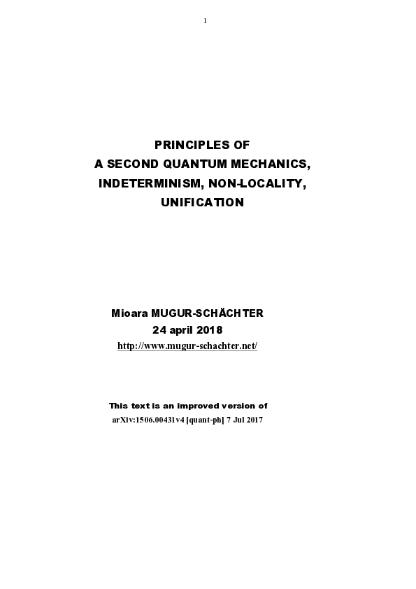(PDF) Principles of a 2nd quantum mechanics - indeterminism, non ...