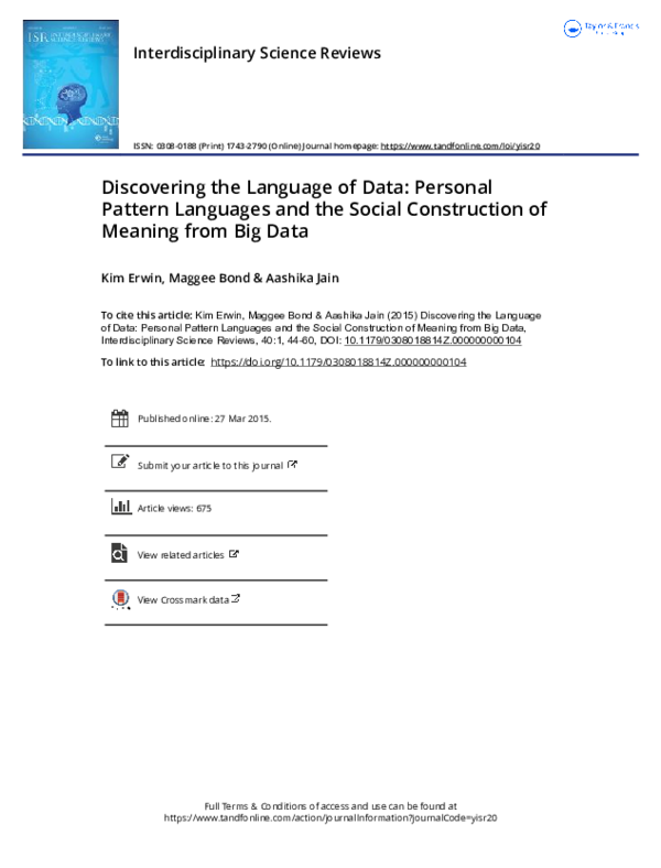 (PDF) Discovering the Language of Data: Personal Pattern Languages and ...