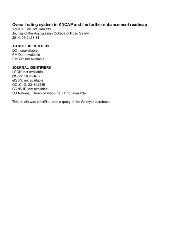 (PDF) Overall rating system in KNCAP and the further enhancement roadmap