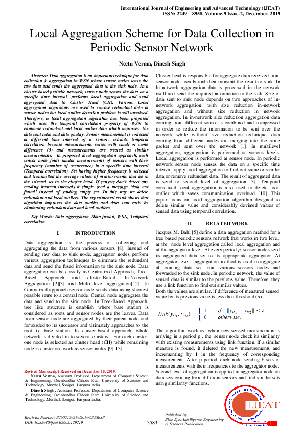(PDF) Local Aggregation Scheme for Data Collection in Periodic Sensor Network