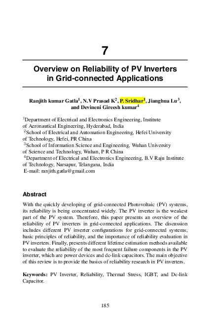 (PDF) Overview on Reliability of PV Inverters in Grid-connected Applications