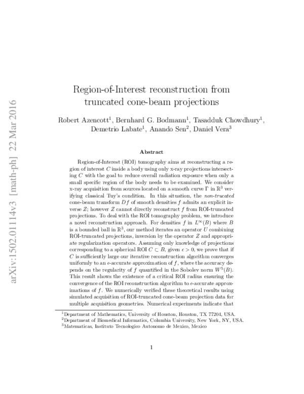(PDF) Region-of-Interest reconstruction from truncated cone-beam ...