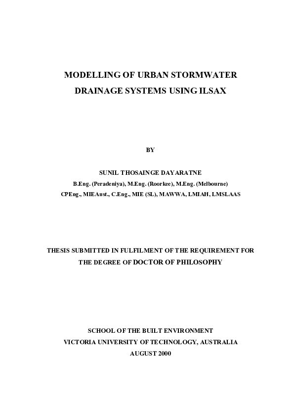 (PDF) Modelling of urban stormwater drainage systems using ILSAX