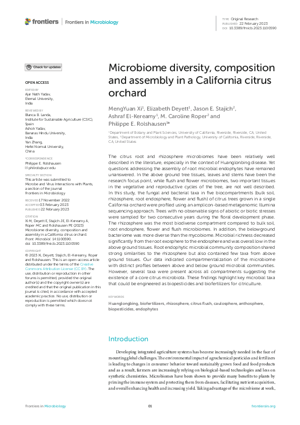 (PDF) Microbiome diversity, composition and assembly in a California ...