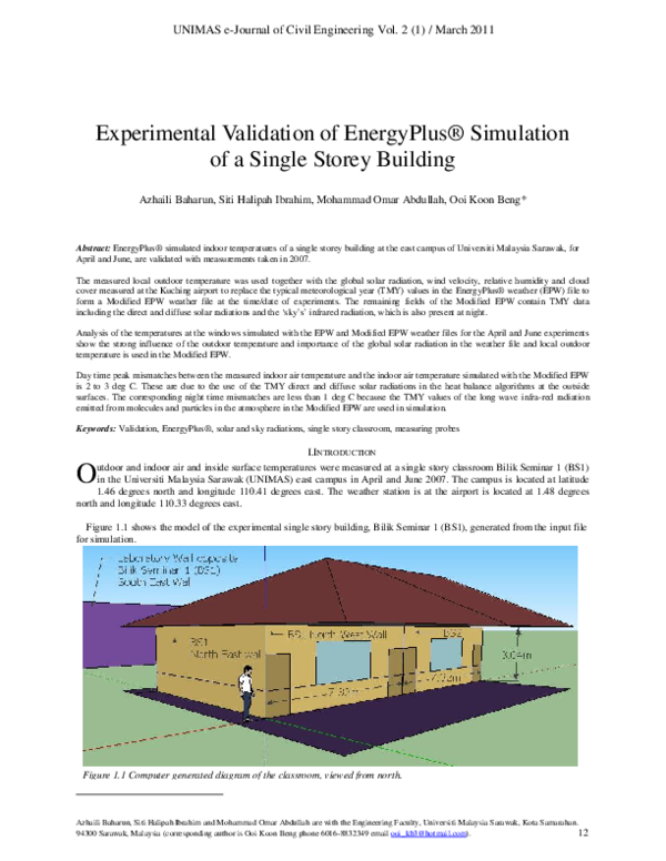 (PDF) Experimental Validation of EnergyPlus® Simulation of a Single ...