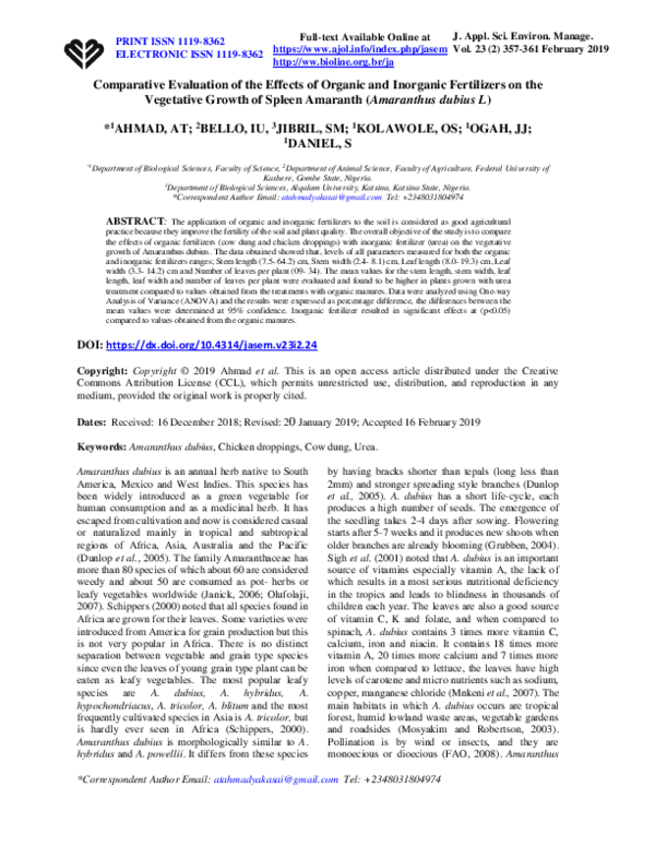 (PDF) Comparative evaluation of the effects of organic and inorganic ...