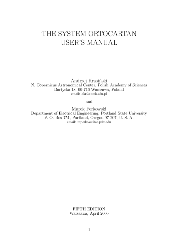 (PDF) The system ORTOCARTAN - user's manual | Marek Perkowski ...