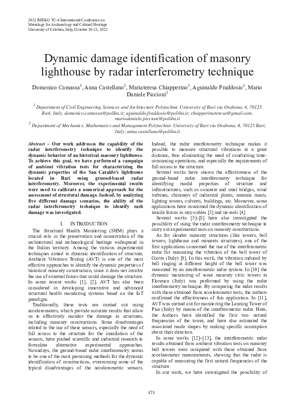 (PDF) Dynamic damage identification of masonry lighthouse by radar ...