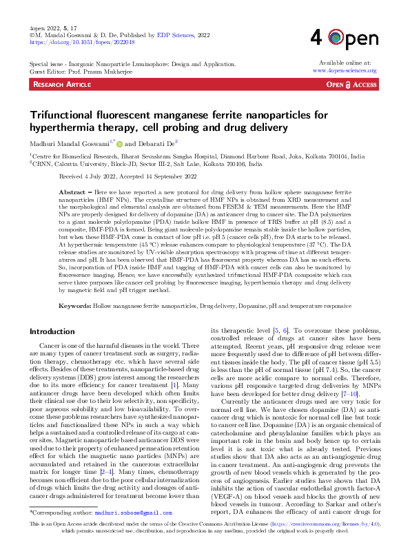 (PDF) Trifunctional fluorescent manganese ferrite nanoparticles for ...