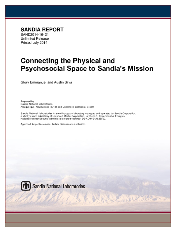 (PDF) Connecting the physical and psychosocial space to Sandia's mission