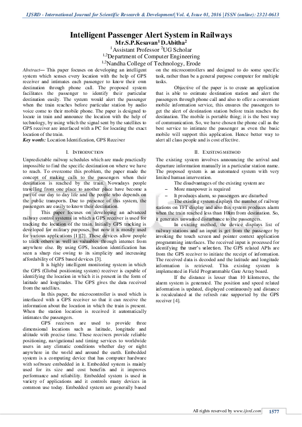 (PDF) Intelligent Passenger Alert System in Railways Mr