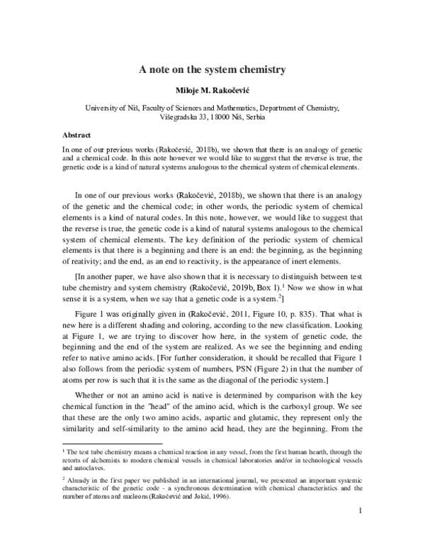 (PDF) A note on the system chemistry
