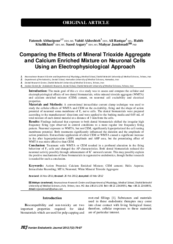 (PDF) Comparing the Effects of Mineral Trioxide Aggregate and Calcium ...