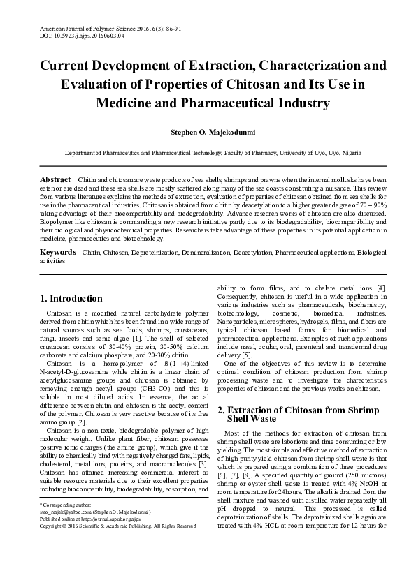 (PDF) Current Development of Extraction, Characterization and Evaluation of Properties of ...