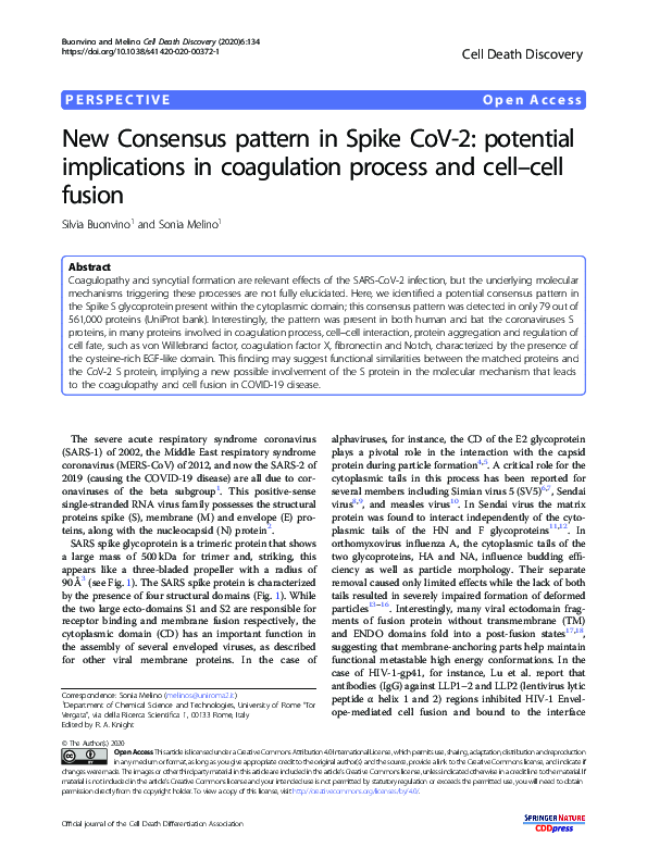 (PDF) New Consensus pattern in Spike CoV-2: potential implications in ...