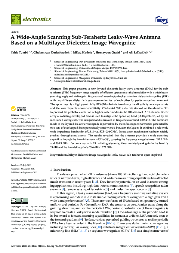 (PDF) A Wide-Angle Scanning Sub-Terahertz Leaky-Wave Antenna Based on a Multilayer Dielectric ...