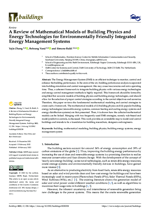 (PDF) A Review of Mathematical Models of Building Physics and Energy ...
