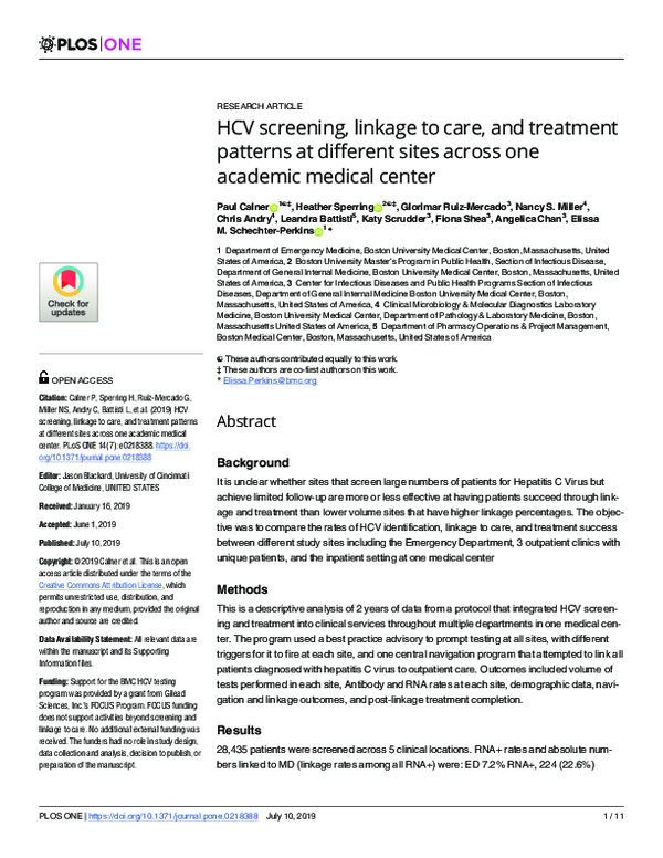 (PDF) HCV screening, linkage to care, and treatment patterns at ...