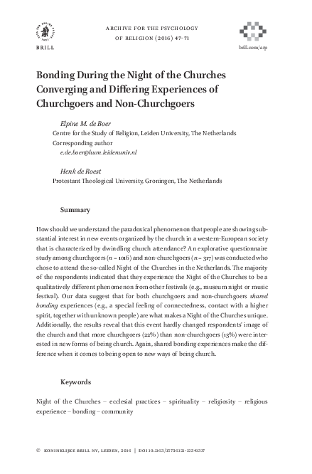 (PDF) Bonding during the Night of the Churches Converging and Differing ...