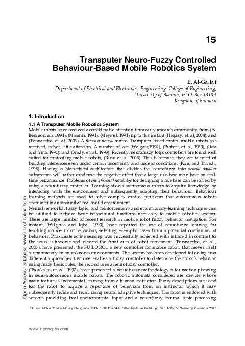 (PDF) Transputer Neuro-Fuzzy Controlled Behaviour-Based Mobile Robotics System