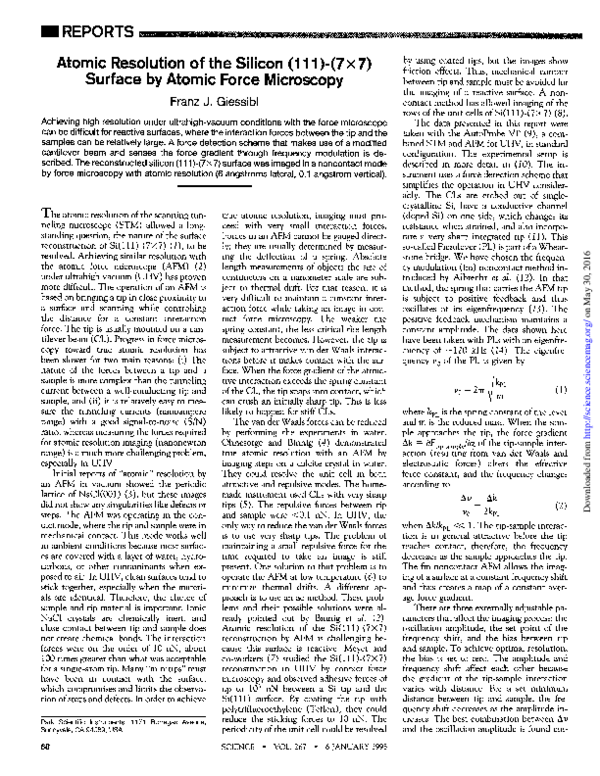 (PDF) Atomic Force Microscopy-(7x7) Surface by Atomic Force Microscopy