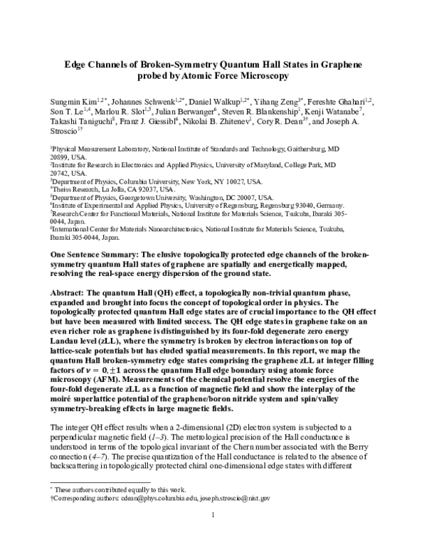 (PDF) Edge Channels of Broken Symmetry Quantum Hall States in Graphene ...