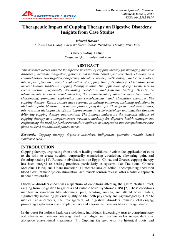 (PDF) Therapeutic Impact of Cupping Therapy on Digestive Disorders ...